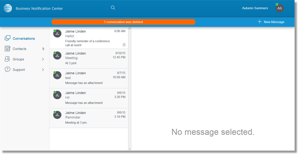 Delete A Message From The Message List In AT T Business Notification Center Asecare