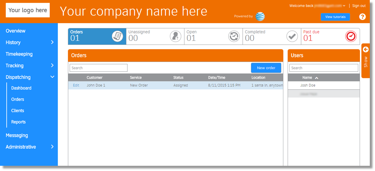 Create an order for a new client with AT&T Workforce Manager - Asecare