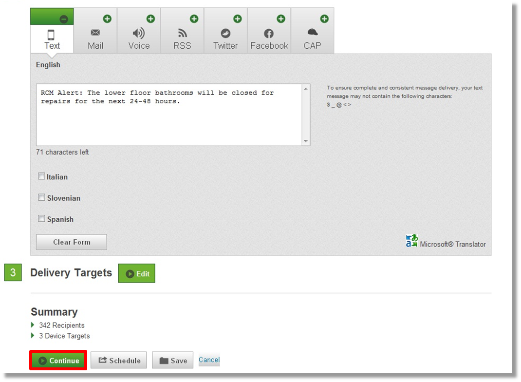 Creating a text alert using the Rave Web Interface - Asecare