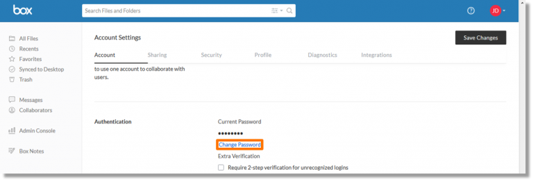 Change your Box from AT&T password - Asecare