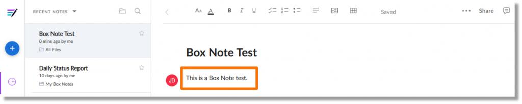 Create a Box Note in the Box from AT&T web portal - Asecare