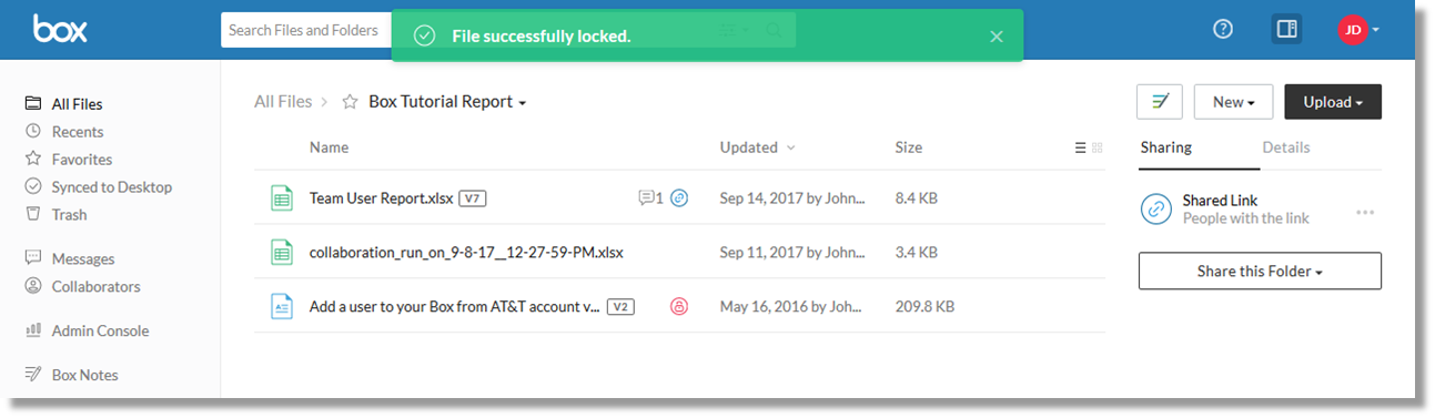 Lock A File For Editing Using Box From AT T Asecare
