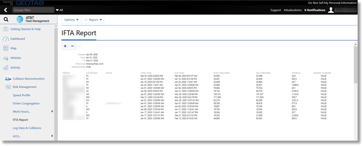 View the IFTA report in AT&T Fleet Management for Enterprise/Government ...