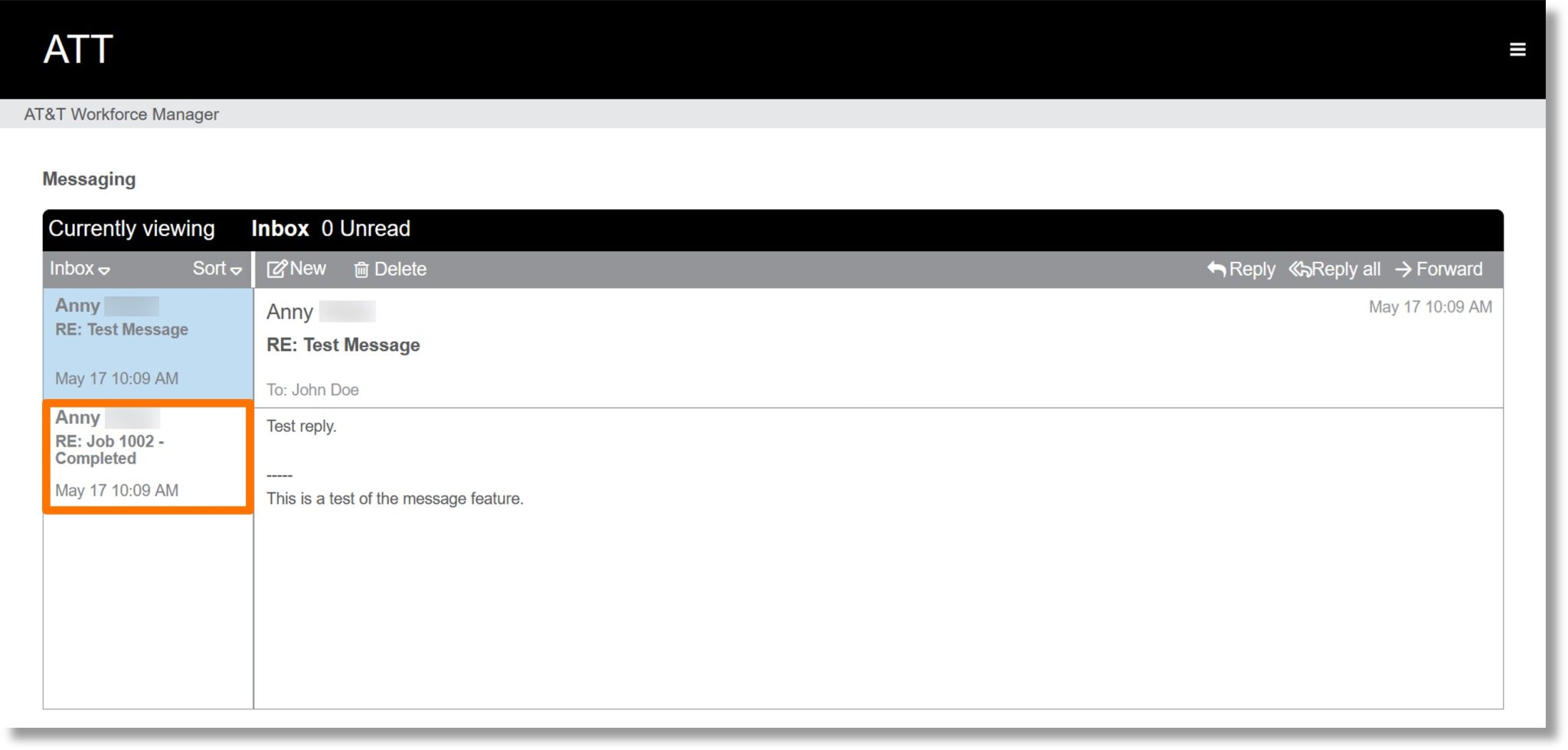 View messages with AT&T Workforce Manager - Asecare