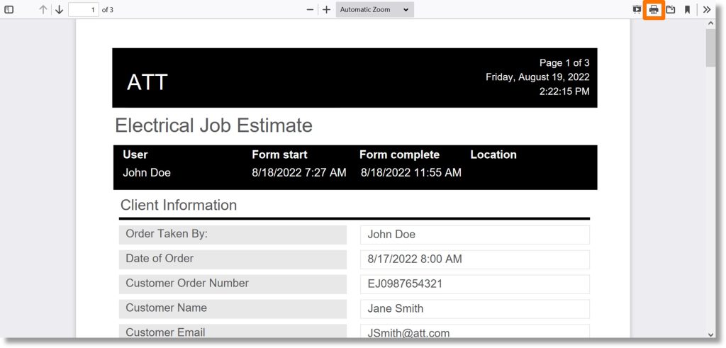 Print a submitted Form in AT&T Workforce Manager - Asecare