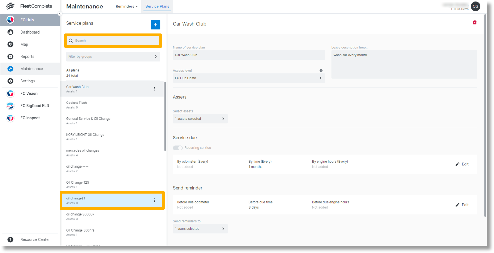 Edit a Service Plan in AT&T Fleet Complete - Asecare