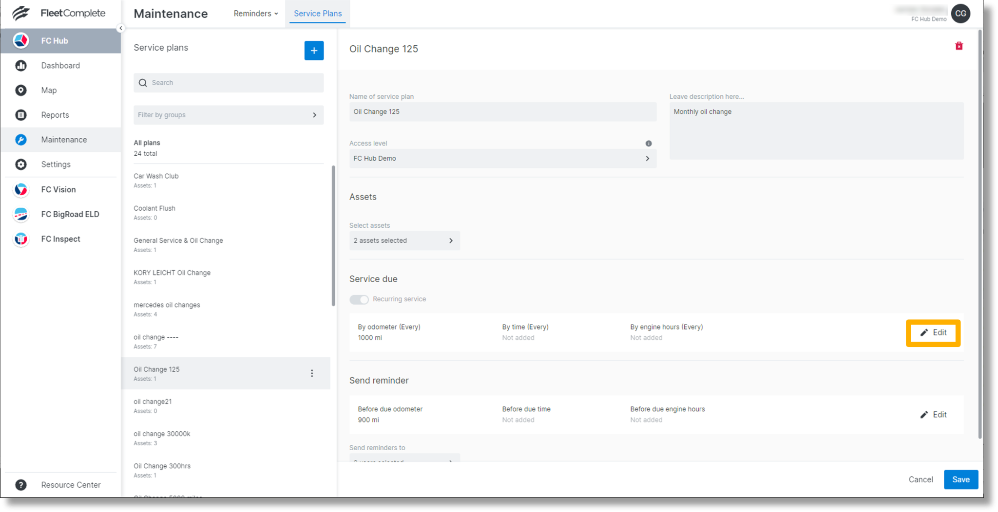Edit a Service Plan in AT&T Fleet Complete - Asecare