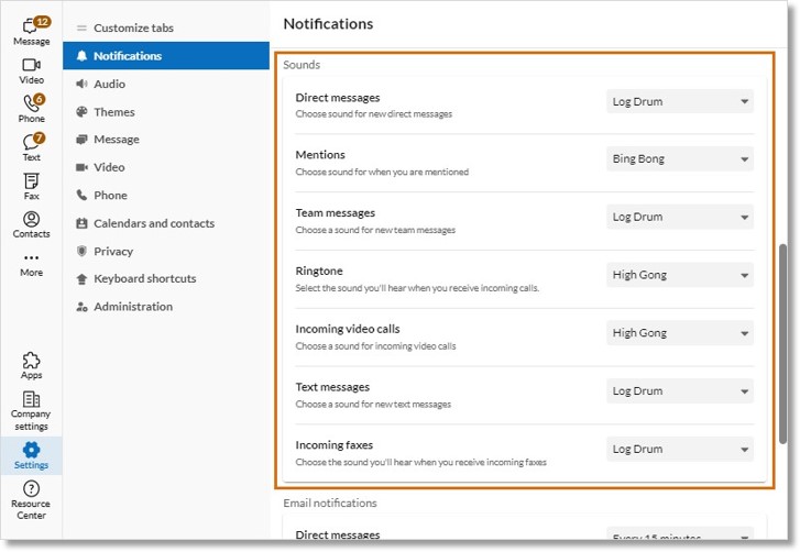 Configuring Notifications and Sounds in the AT&T Office@Hand Mobile, Desktop and Web #96151 ...
