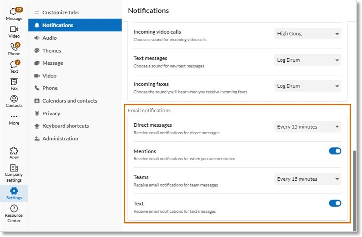 Configuring Notifications and Sounds in the AT&T Office@Hand Mobile, Desktop and Web #96151 ...