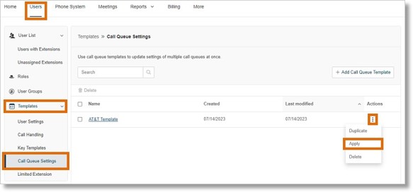 Creating Call Queue Templates in the Admin Portal │ AT&T Office@Hand ...