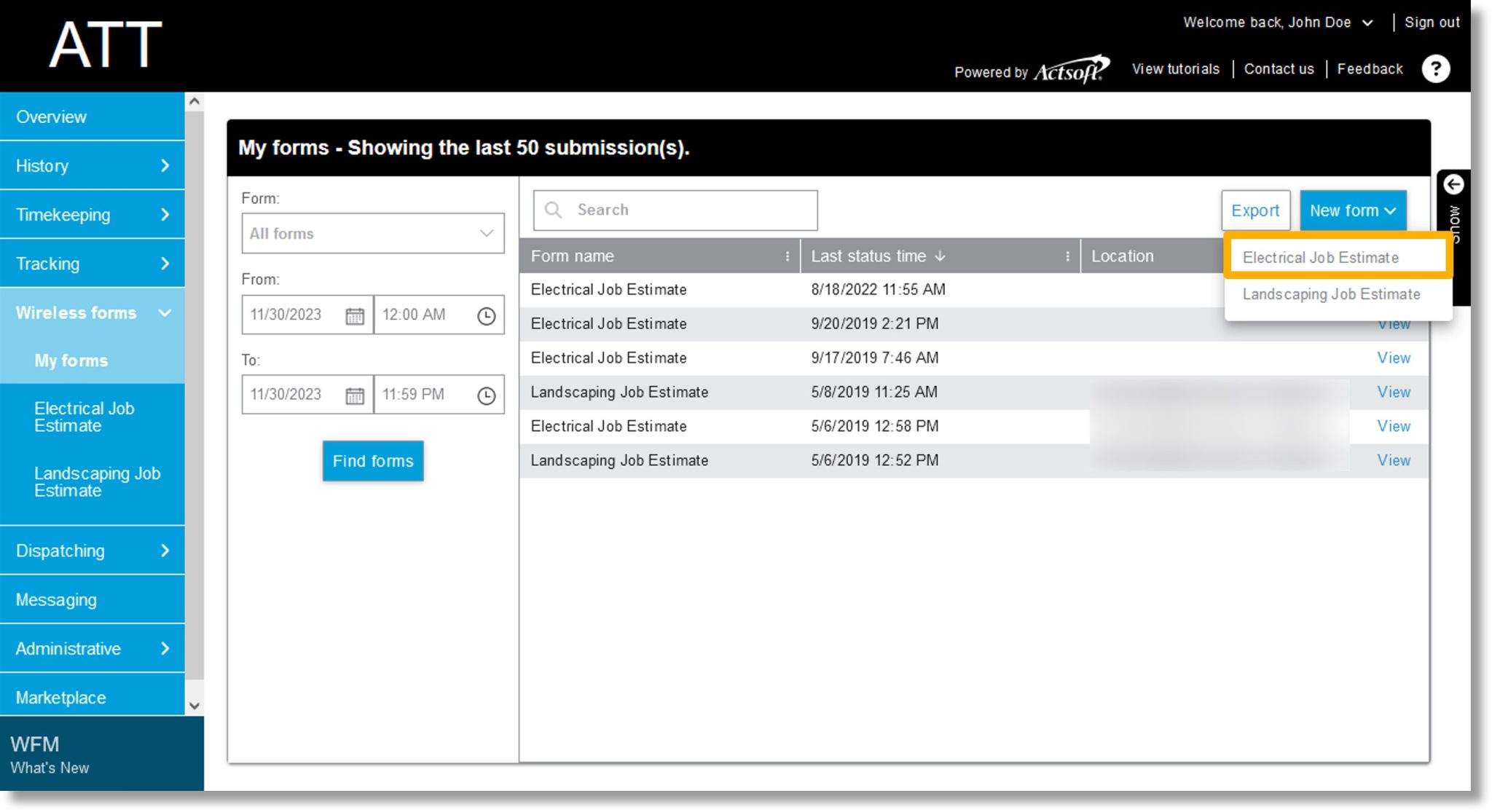 Create a Form in AT&T Workforce Manager - Asecare